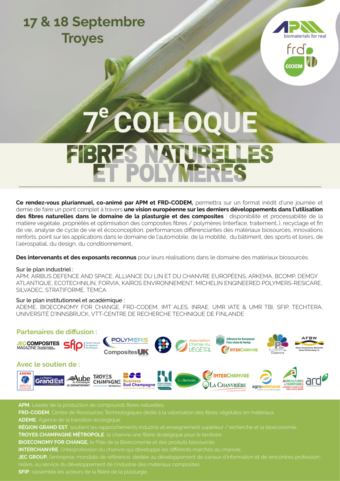 Colloque fibres naturelles et polymères – FRD-CODEM